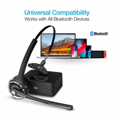 Naztech Black N980 BT Bluetooth Over-the-Head Boom Headset w/Base ...